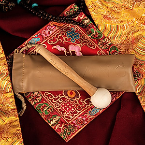 SITSANG A Note Crystal Singing Bowl Third Eye Chakra 6 inch with Sponge Padded Singing Bowl Tank and Singing Bowl Suede Striker and Rubber Mallet