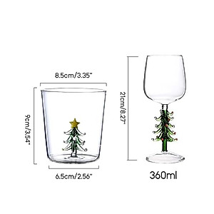 Ywmsfl 3D Drinking Glass Cup With Christmas Tree Figurine Inside Stemless Glass For Wine Water Milk Goblet-Drinking Glass Cup