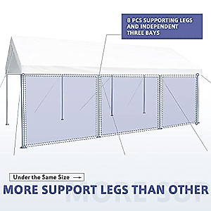 Quictent 10’x20’ Heavy Duty Carport Car Canopy Galvanized Car Boat Shelter with Reinforced Steel Cables-White