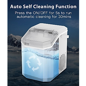Joy Pebble Nugget Ice Maker, 10,000pcs/33lbs/Day, Portable Handheld Nugget Ice Maker Machine with Handle, Ice Makers Countertop Self-Cleaning, Ice Scoop and Basket, for Home/Office/Party, White