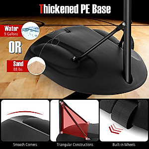 Goplus Portable Basketball Hoop Outdoor, 5.5-7.5 FT Basketball Goal with 5 Adjustable Height, 32" Shatterproof Backboard, Wheels, Fillable Base, Indoor Basketball Stand for Kids Teenagers Youth Adults