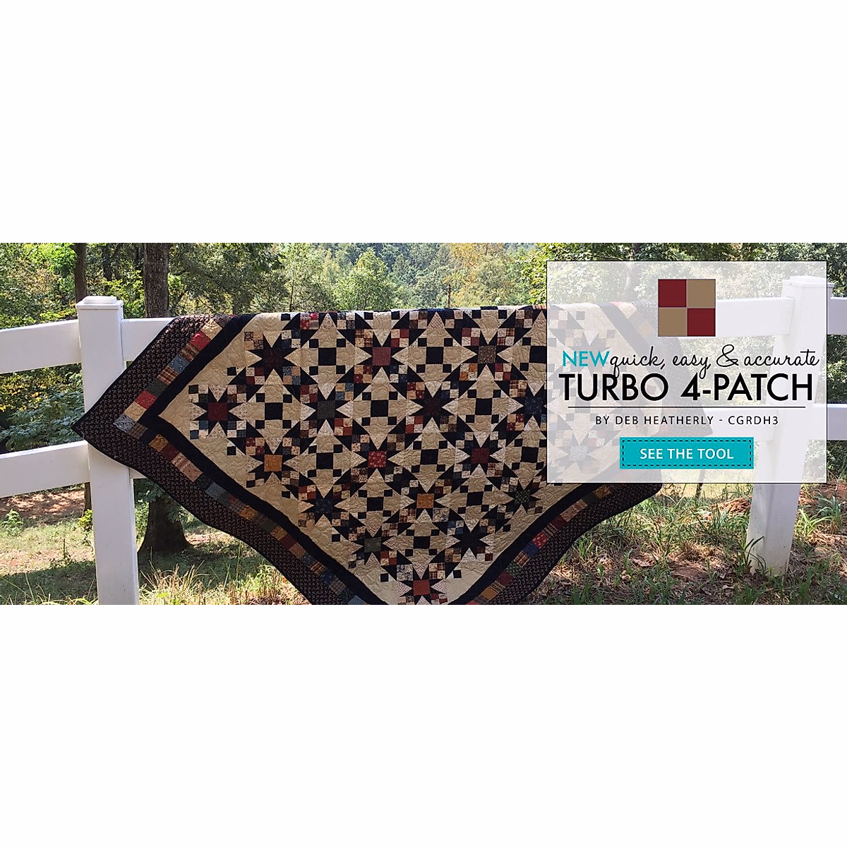 Creative Grids Turbo 4-Patch Template Quilt Ruler - CGRDH3