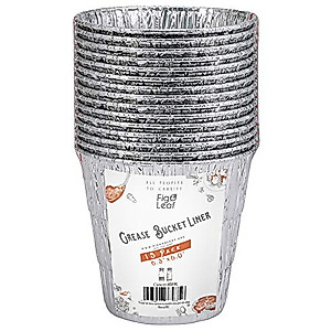 (15 Pack) Grease Bucket Liner Compatible with Pit Boss Grills 67292 Foil, Oklahoma Joe's 9518545P06, Rec Tec Large Bucket & Other Grill Bucket Accessories l 6.3” x 6.0” l Disposable Aluminum