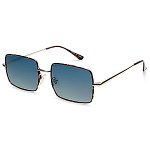 SOJOS Rectangle Polygon Polarized Sunglasses for Women Men Retro Classic Vintage Shades SJ1168 Blue Lens