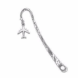 AKTAP Reading Lover Gift Airplane Bookmarks Book Gift for Travel Enthusiast Flight Attendant Book Jewelry Fly Safe Gift (Airplane Bookmarks)