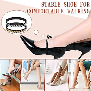 Hanaive 2 Pairs Rhinestone Elastic Shoe Ankle Straps Detachable Shoe Strap Heel Band for Women High Heels Loose Shoes, Gold and Silver
