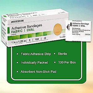 McKesson Adhesive Bandages, Sterile, Fabric Oval, 1 in x 1 1/4 in, 100 Count, 1 Pack