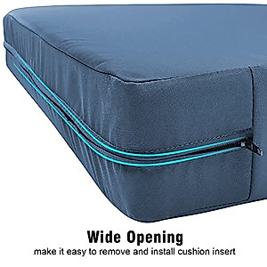 GUEGLSA Outdoor Cushion Covers Replacement 24x22x4,Water Repellent Patio Cushion Slipcovers, High UV Resistant Replacement Cushion Covers, Set of 2, Blue