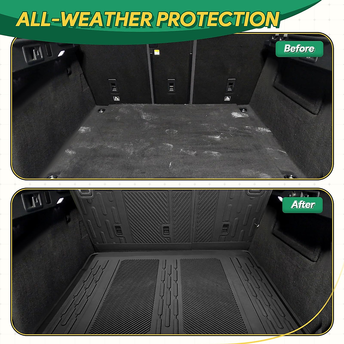 Navoroge Trunk and Seatback Mats for 2021 2022 2023 2024 Ford Bronco 4-Door, All-Weather Waterproof Cargo Trunk Mat Backrest Mat Bronco Interior Accessories