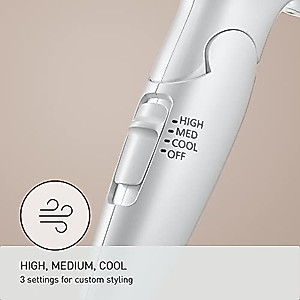 Panasonic nanoe Salon Hair Dryer with Oscillating Quick Dry Nozzle, Folding Hair Dryer for Travel and Home, 3 Airflow Settings for Easy Styling and Healthy Hair - EH-NA2C-W (White)