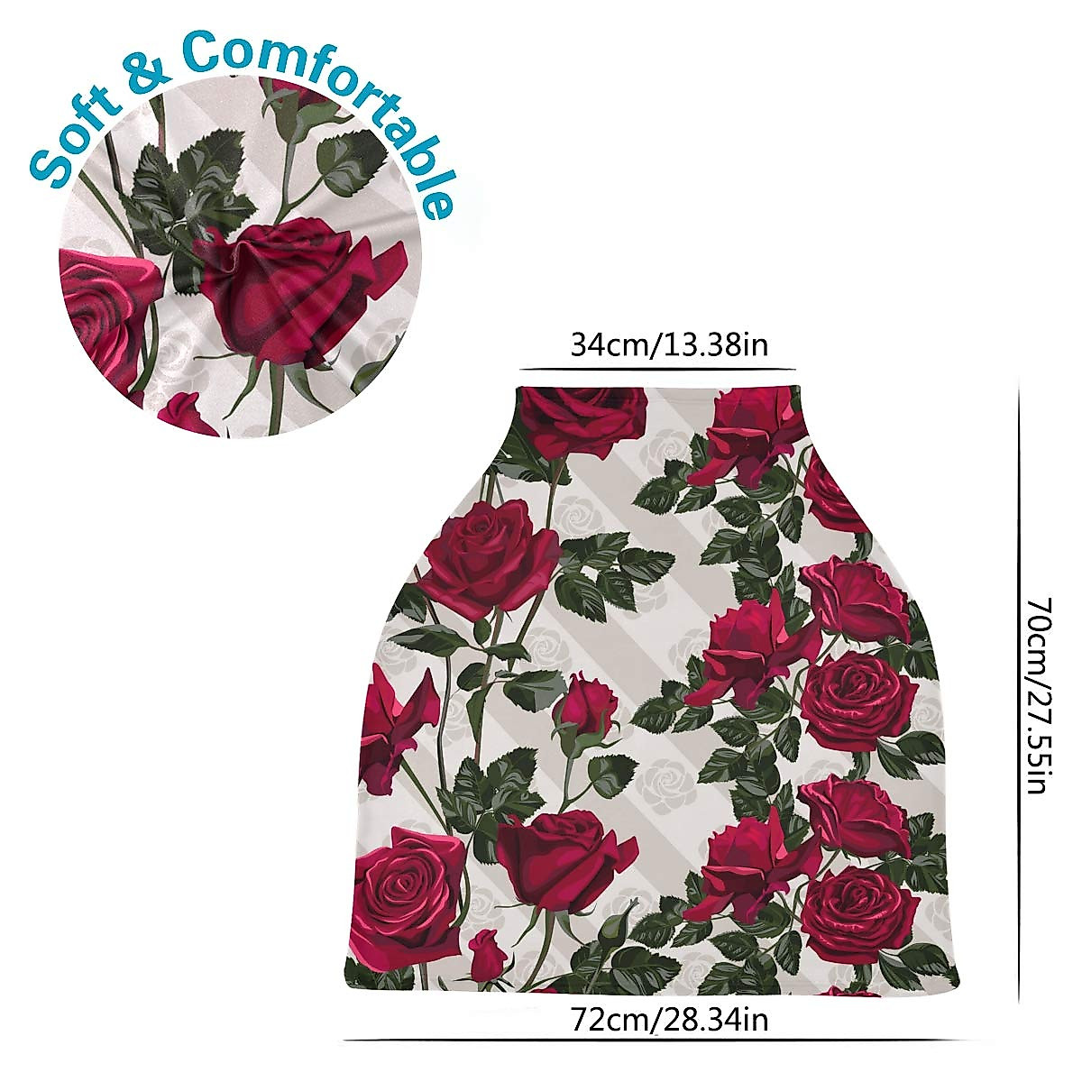 Nursing Cover Baby Car Seat Covers Carseat Canopy (Red Rose Flowers)