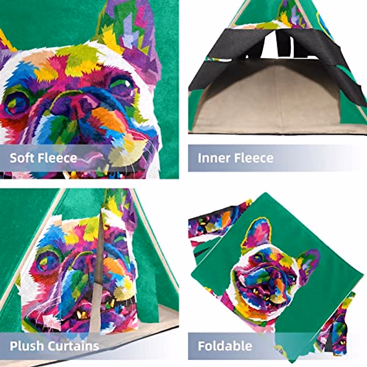 Y-DSIWX Guinea Pig Hideout House Bed, Colorful French Bulldog Dog Rabbit Cave, Squirrel Chinchilla Hamster Hedgehog Nest Cage