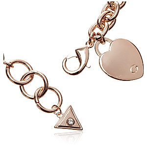 GUESS "Basic" Rose Gold G Logo Heart Link Bracelet