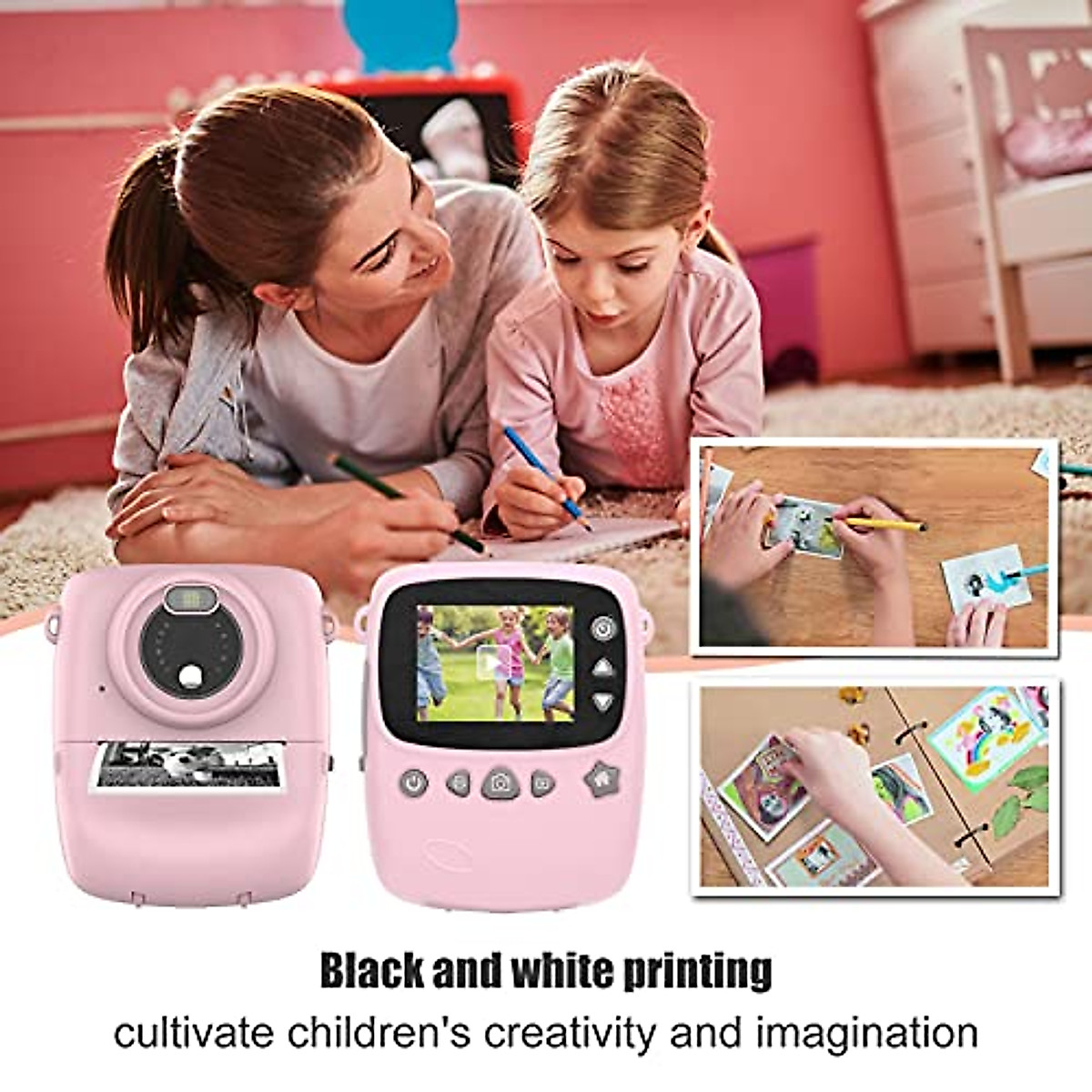 Oreilet Kids Toy Camera, Kids Digital Camera Built in Speakers Food Grade ABS 2000mAh Battery for Kids for Boys and Girls(Pink)