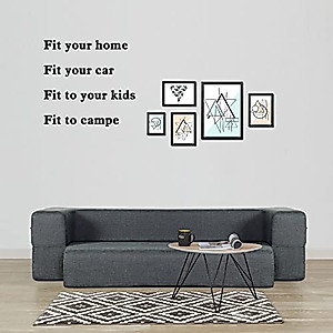 MAXD WOTU 10 Inch Folding Bed Couch Sleeper Foam Sofa Bed Memory Foam Mattress Comfortable Sofa, Floor Couch Sleeper Sofa Foam Twin, Dark Grey