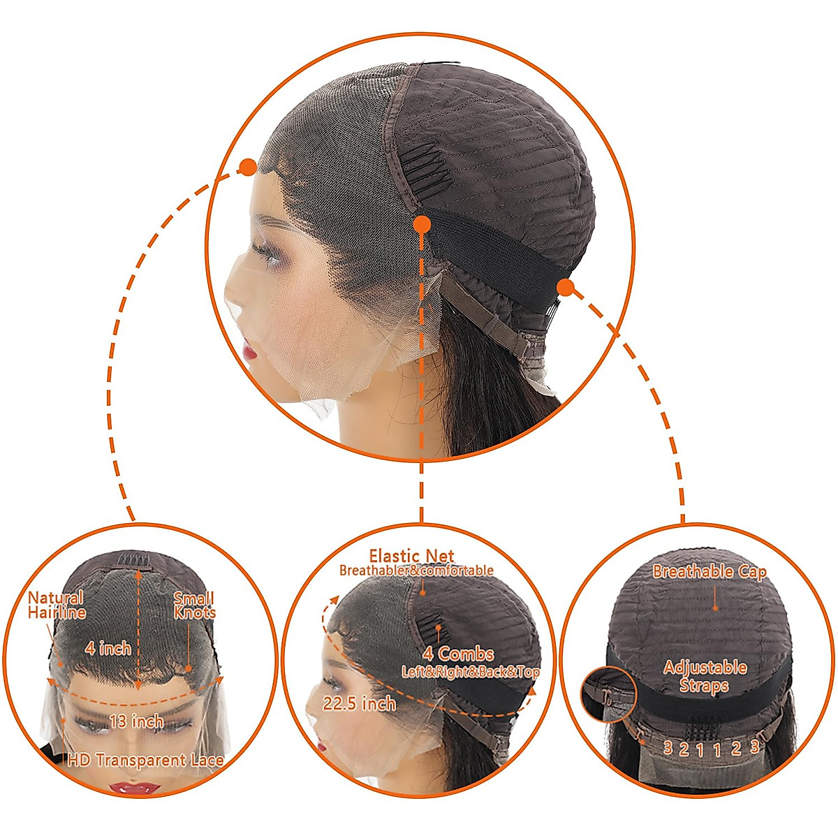 Beauty Lueen 13x4 HD Transparent Body Wave Lace Front Wigs Human Hair Pre Plucked Glueless Wigs 13x4 Lace Frontal Wigs For Black Women 150 Density (24 inch)