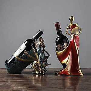 PLAFUETO Wine Rack Holder,Tall Drink Tabletop Single Wine Accessory Bottle Stand,Premium Resin Shaped Sturdy Sculpture Wine Bottle Holders,Figurine Kitchen Decoration Restaurant Setting Crafts(Women)