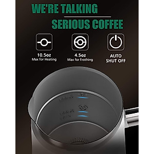 Huogary Milk Frother, Milk Steamer for Milk Foam & Hot Milk(4.5oz/10.5oz), Electric Milk Frother and Warmer for Homemade Coffee, 120V (Black) (white)