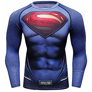 Red Plume Men's Film Super-Hero Series Compression Sports Shirt Skin Running Long Sleeve Tee