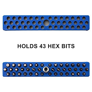Mayouko 1/4" Magnetic Hex Bit Holder Rack Organizer, 43 Holes, 1/4-Inch Drill Bit Holder, Red, Magnetic Bit Holder with Magnet Base for Screwdriver Bits
