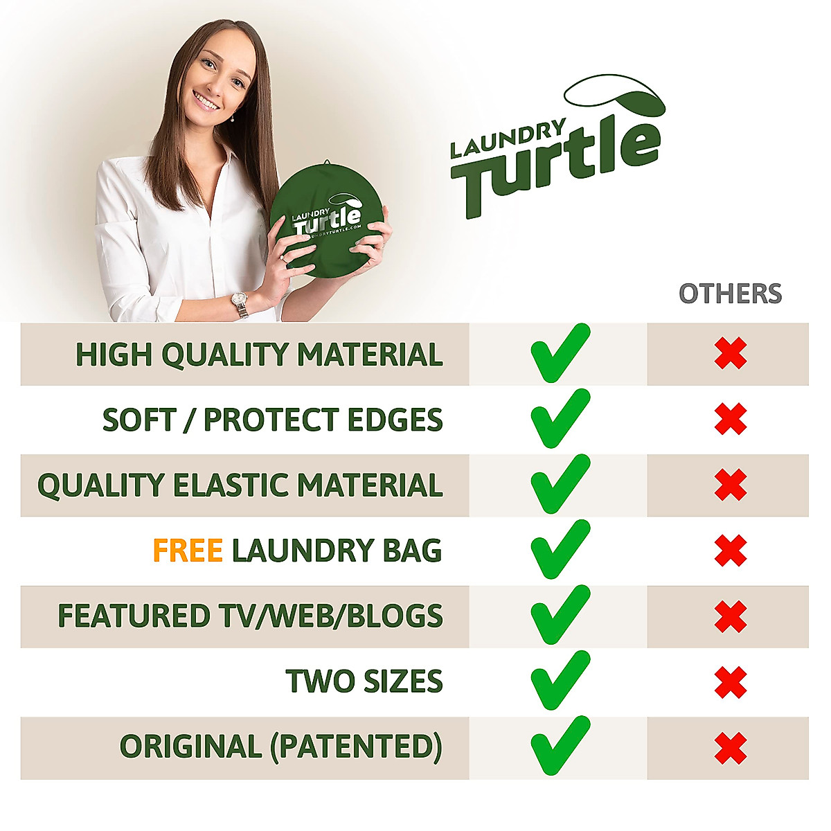 Laundry Turtle Original - Large - Popup Laundry Hamper. A Innovative Laundry Basket, Laundry Bag, Portable, Collapsible for Storage and super easy to use.