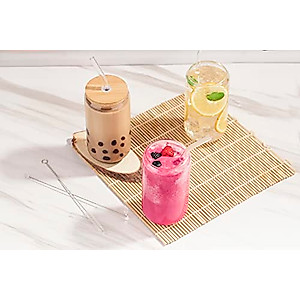Glass Cups With Lids And Straws - 16oz Drinking Glasses 4pcs Set - Glass Coffee Cups With Lids And Straw – Iced Coffee Cups With Lids And Straws - Beer Can Glass With Lids And Straw - Cute Coffee Cups