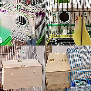 Parakeet Nesting Box, Bird House Budgie Wood Bird Breeding Nest Parrot Mating Box Cage with Feeding Spoon for Finch Lovebirds Cockatiel Budgie Conure Parrot