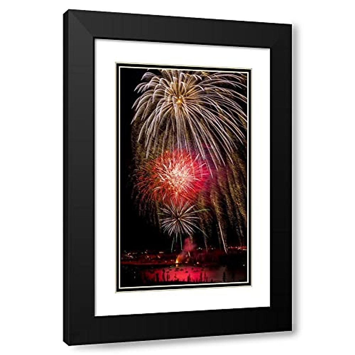 ArtDirect Colorado, Frisco Fireworks Display on July 4th XVI 13x18 Black Modern Wood Framed with Double Matting Museum Art Print by Lord, Fred