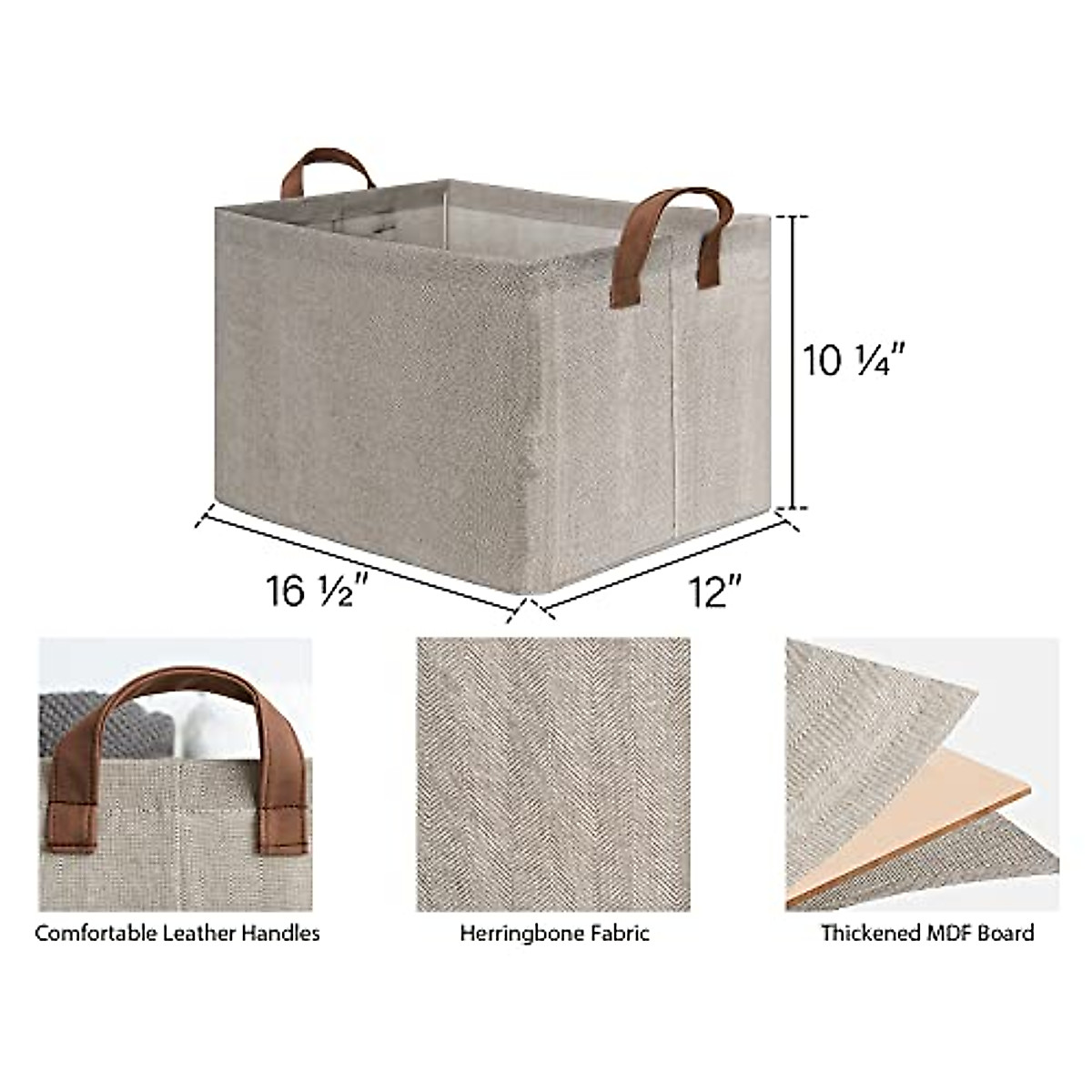 StorageWorks Storage Baskets for Shelves with Metal Frame, Canvas Storage Bins, Baby Gift Basket, Brown and Beige, 2-Pack