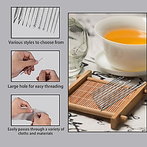 Leather Sewing Waxed Thread，Waxed Thread Cord 273 Yards，Wax String Set with 50 PCS Hand Sewing Needles，Flat Wax Thread for Book Binding,Leather DIY Project （OriginalWhite）