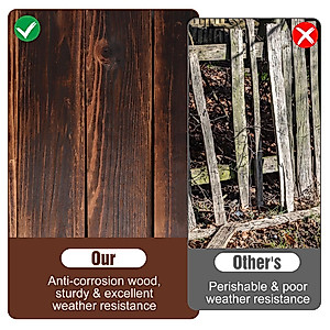 Newflager Garden Wooden Fence Anti-Corrosive Outdoor Landscape Edging Flexible Decorative Border with a Pair of Gloves for Garden Yard Flower Tree Fence - 7.9'' H x 47'' L