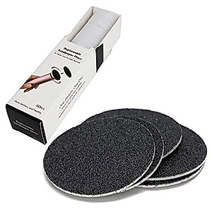 60pcs Self-Adhesive Sandpaper Disk Replacement Pad for Polishing Craft or Electric Foot File Callus Remover Use, Regular Coarse 180 Grit