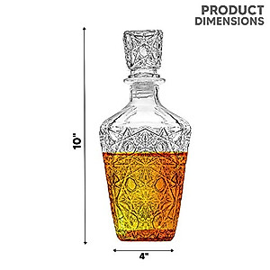 Whiskey Decanter – Elegant Liquor Decanter Set – Glass Liquor Bottle for Whiskey, Tequila and Brandy – Sophisticated Sparkling Design – Set of 2 Premium Decanters for Alcohol
