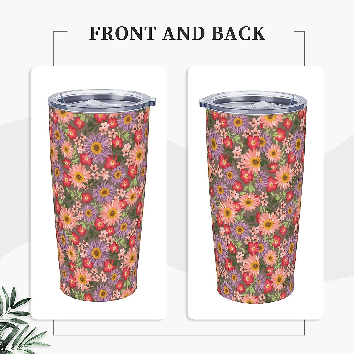 Yaxongx 20oz Tumbler Graceful Daisy Double Wall Vacuum Insulated Coffee Mug with Lid and Metal Straw Brush Reusable Stainless Steel Water Bottle Travel Cup Gifts for Car Ice Drinks Hot Beverage