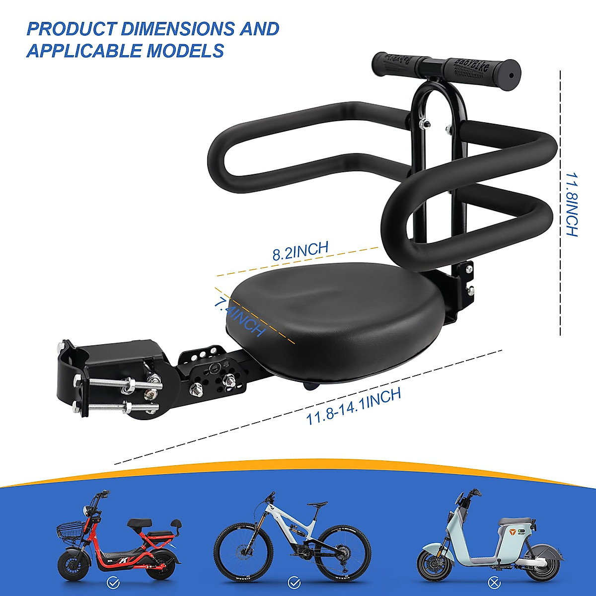 OUSEXI Thicken Front Child Bike Seat,Foldable Front Mounted Kids Bike Seat for City Bicycles Hybrid Cruiser Bicycles Pedal Scooter Motorcycle Bicycles