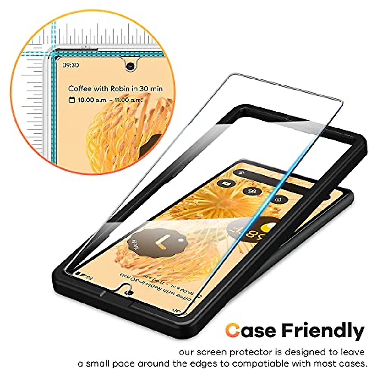 AACL 3 Pack for Google Pixel 7 Screen Protector Tempered Glass 9H 5G Bubble Free Fingerprint Unlock Compatible Case Friendly Anti Scratch Durable with Alignment Tool