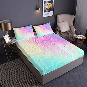 Bodhi Full Sheet Set for Girls,Pink Bed Set Full,Tie Dye Bedding Set,Pink Blue Purple Bed Sheet Set,Kids Pink Bedding Set with 2 Pillowcases,Pink Girls Bed Set Full(No Flat/Top Sheet)