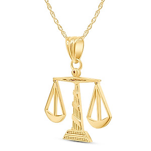 AFFY 14K Yellow Gold Over 925 Sterling Silver Scales of Justice Pendant Necklace