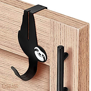 5th EGG Over-The-Cabinet Door Hooks, Sloth Animal Design, Fun Accessories for Kitchen and Bathroom; 2-Pack, Metal