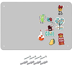 Houseables Magnetic Board, Magnet Display, Bulletin Panel, Grey, 17.5" Wide x 12" High, Small, Metal, Steel Sheet, Heavy Duty, Decorative Memo, Dry Erase, for Wall, Refrigerator, Writing, Kids
