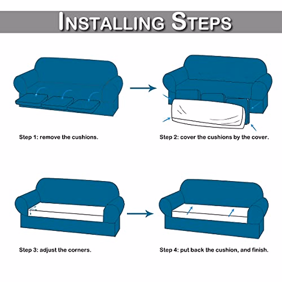 Rosnek Couch Cushion Covers Stretch for Individual Sofa Cushion,Soft Velvet U Shaped Sectional Couch Covers Sofa Slipcover for Seat Cushion Replacement,Large