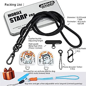 Cell Phone Lanyard, Universal Adjustable Detachable Nylon Crossbody Lanyard,Necklace Lanyard & Wrist Strap with Phone Patch for All Smartphones-7mm Thick (Black, 120cm)