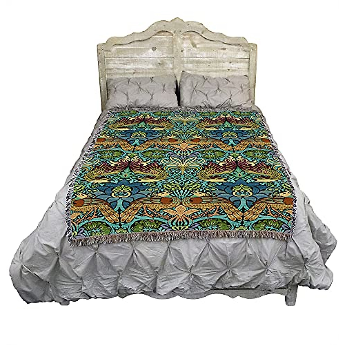 Pure Country Weavers William Morris Dragon and Peacock Blanket - Arts & Crafts - Gift Tapestry Throw Woven from Cotton - Made in The USA (72x54)