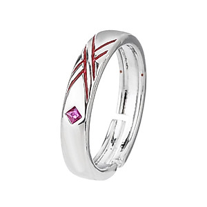 P1PSZ Darling In The Franxx Ring 002 Anime Zero Two Rings Cosplay Costume Ring Silver 925 Adjustable Jewelry (6673 (2pc))