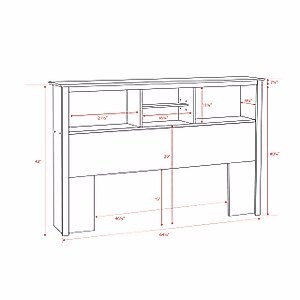 Prepac Stylish Full/Queen Headboard with 3 Compartments, Deep Bookcase Style Headboard for Full/Queen Size Beds 11" D x 65.75" W x 43" H, Espresso, ESH-6643
