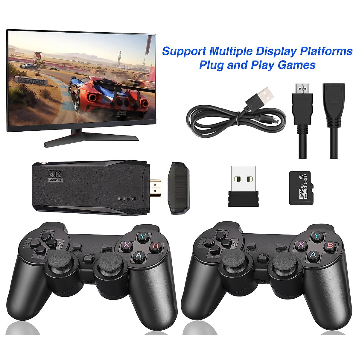 Retro Game Console, TECTINTER Retro Gaming Console,Nostalgia Stick Built in 20400+ Games,Plug and Play Video Game 4K HDMI Output,15 Classic Emulators, Dual 2.4G Wireless Controllers-64G