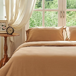 cebihy 100% Linen Duvet Cover Set King 3 Pieces, French Normandy Flax Linen, Cooling, Soft, and Breathable Linen Bedding Set - 1 Duvet Cover 90"x 104", 2 Pillowcases 20"x 40", Camel