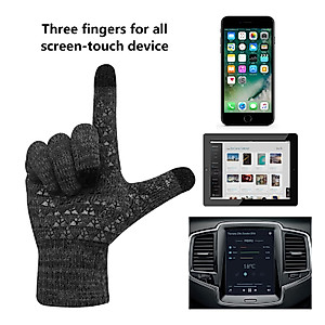 3 Pieces Winter Hat Scarf and Gloves Set for Men and Women, Knit Slouchy Beanie Cap&Neck Warmer&Screen-Touch Texting Gloves Black