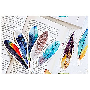 Watercolor Feather Theme Colorful Paper Bookmarks, 30PCS