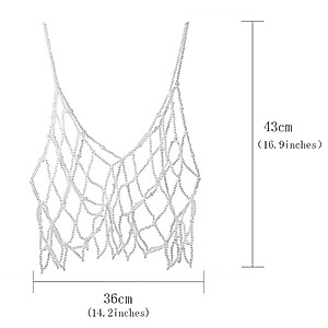 JWJP&CCYIQI Womne's Pearl Body Chain Bra Handmade Beaded Sexy Bikini Body Chain Pearl Body Jewelry